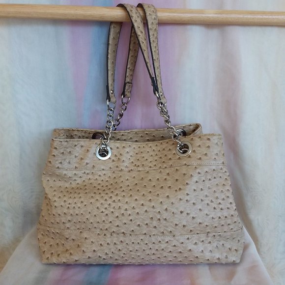 Kelly & Katie | Bags | Kelly Katie Tan Ostrich Shoulder Bag | Poshmark